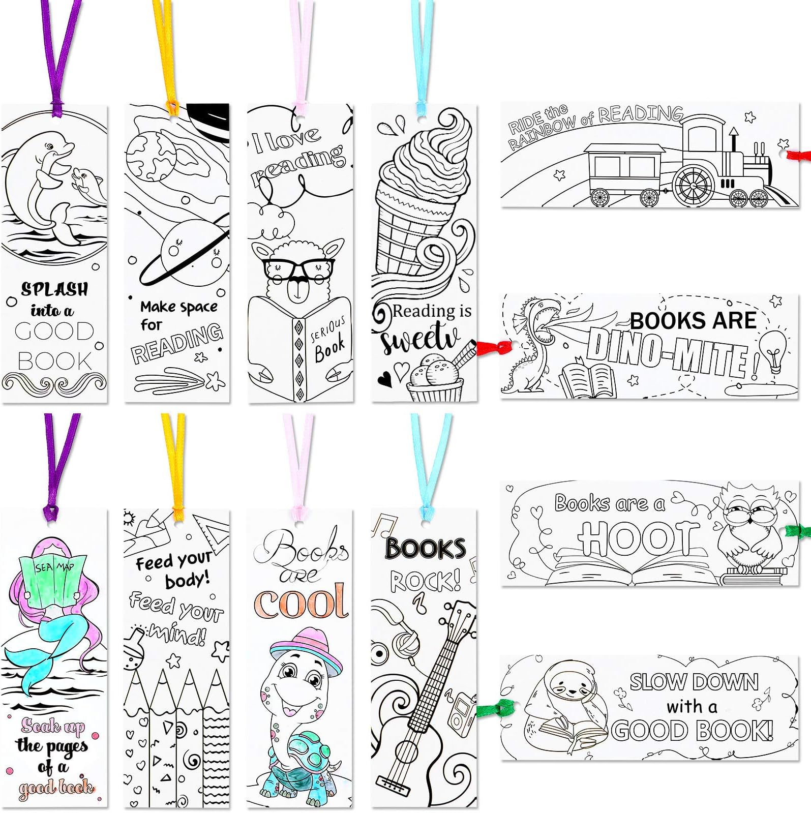 Amazon.com: Haooryx 75Pcs Easter Color Your Own Bookmarks, Funny Bunny ...