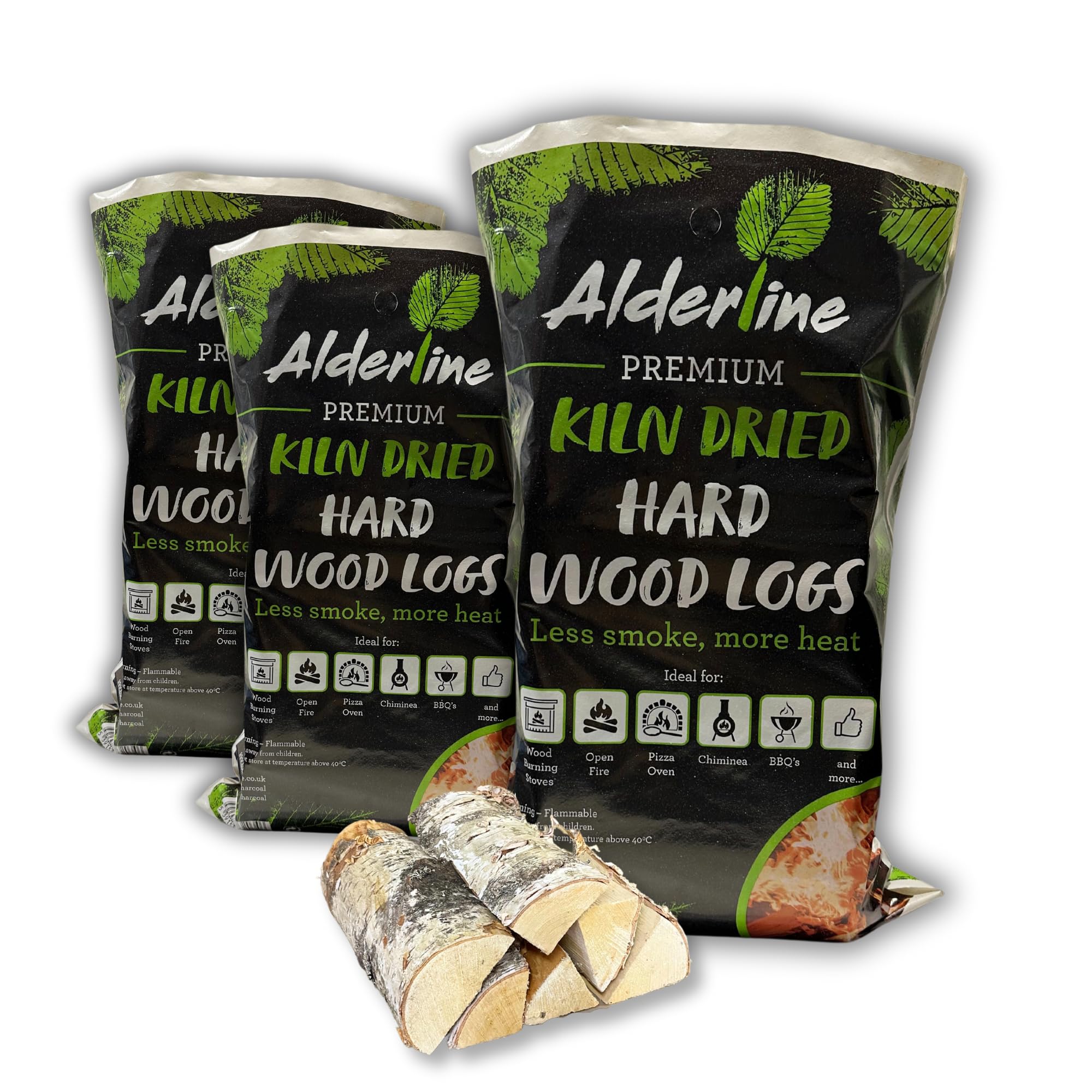 Alderline Kiln-Dried Birch Hardwood Logs 25 L - Ready to Burn firewood ...
