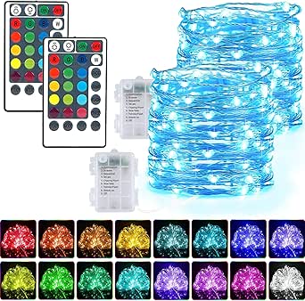 LED Fairy Lights with Battery, Pack of 2, 50 LED, 16 Colour Changing ...