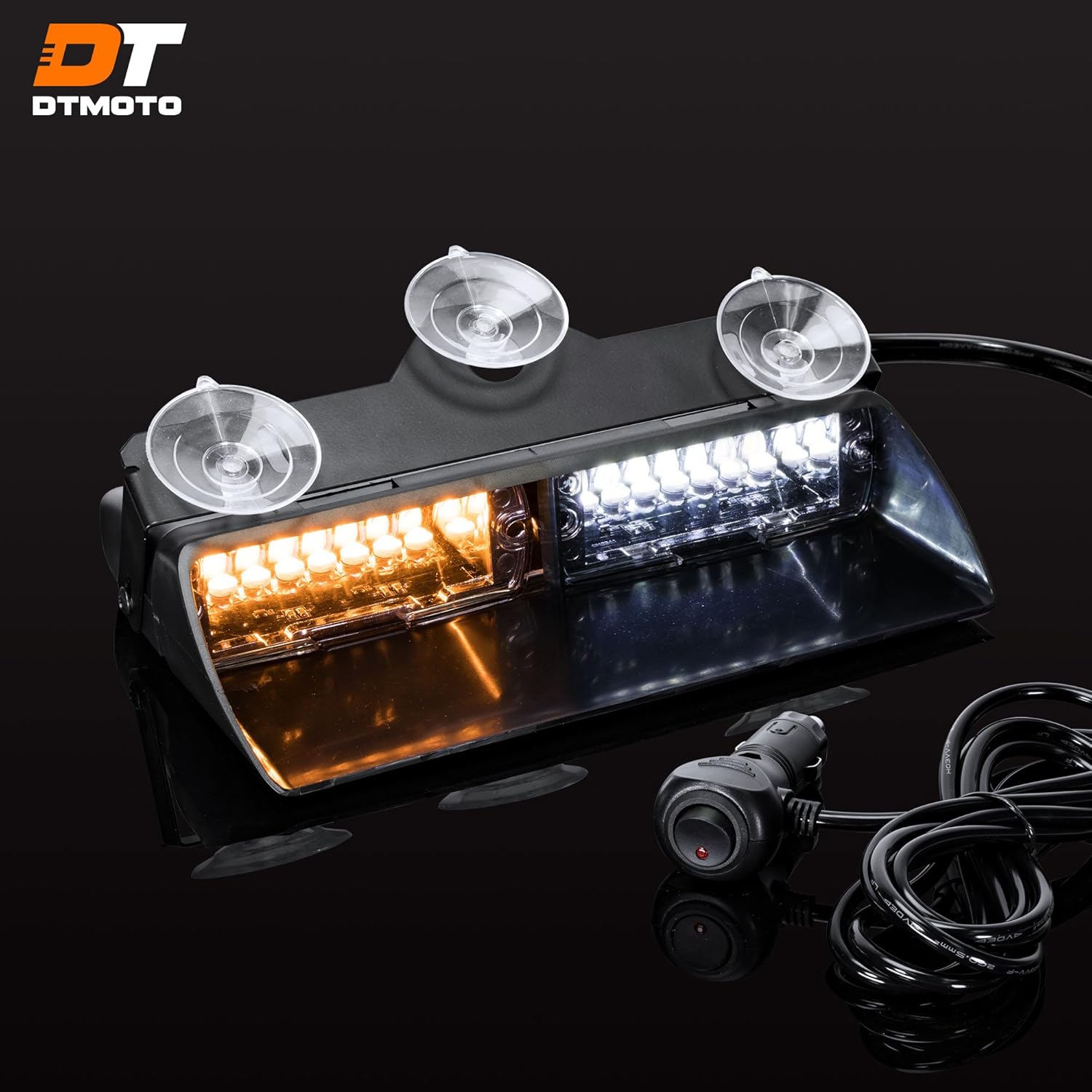 Amazon.com: 9" 16W Amber White LED Emergency Warning Windshield Dash ...