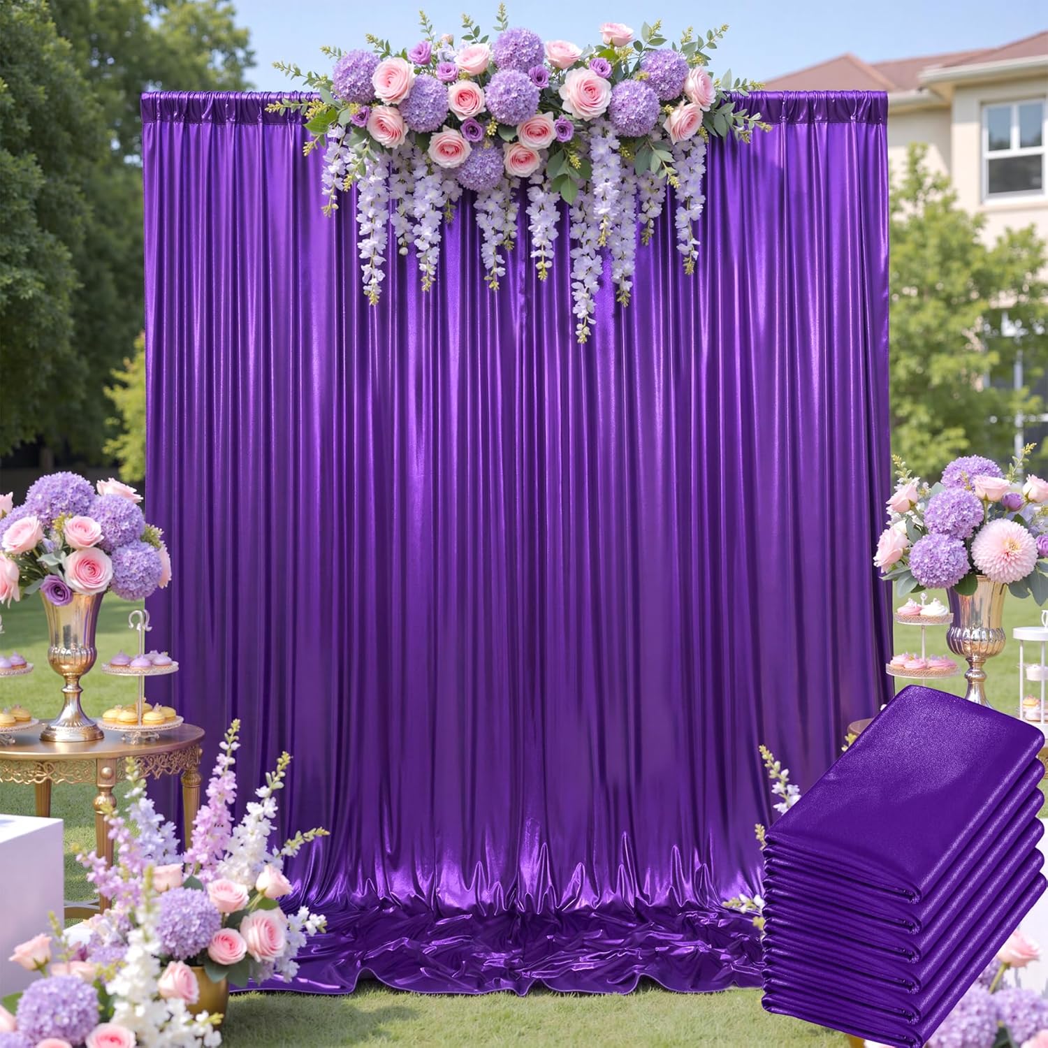 Amazon.com : 30ftx10ft Shimmer Purple Sequin Backdrop Curtain for ...