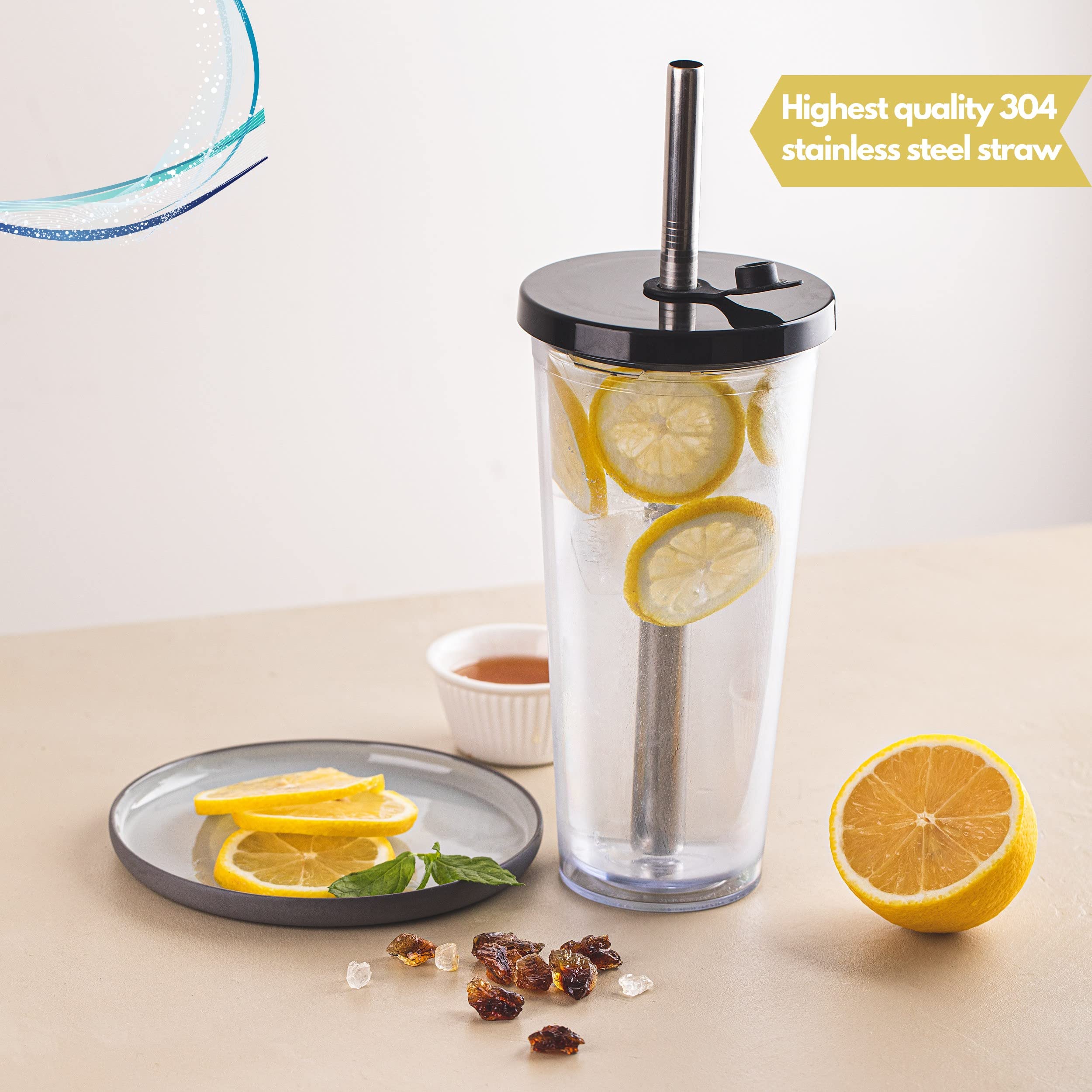 24 Oz Reusable Boba Cup, Bubble Tea Cup, Double Wall Insulated, Boba ...