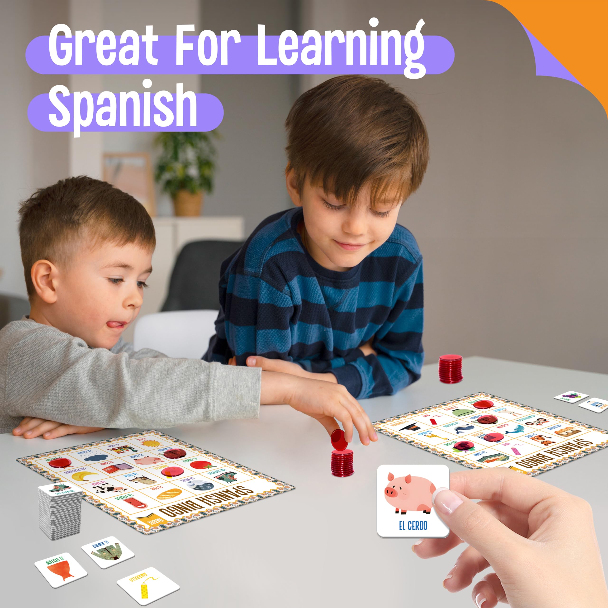 Spanish Bilingual Bingo Game – Educational Vocabulary Learning Toys for ...