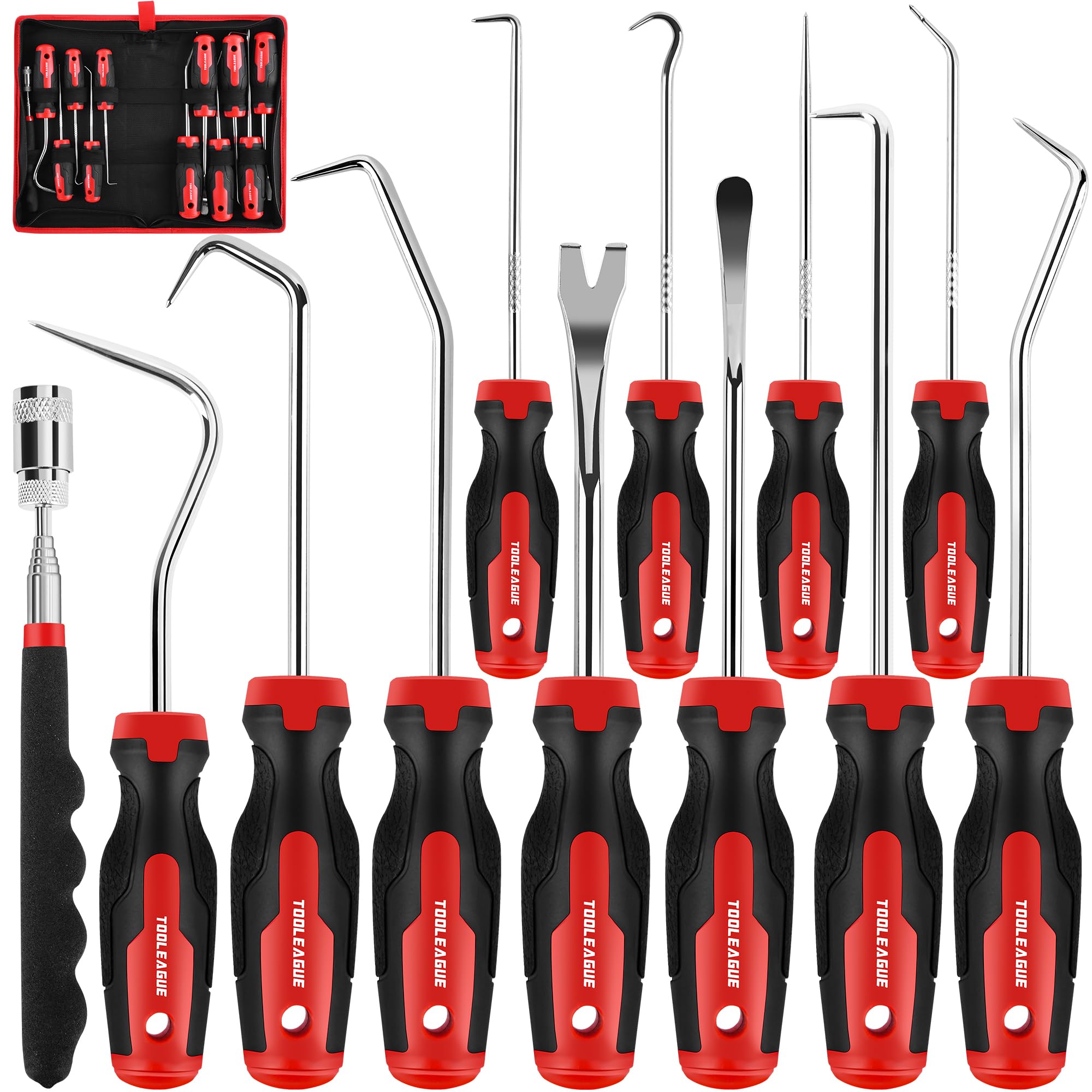 Amazon.com: TOOLEAGUE 12PCS Pick and Hook Set with Scraper and Magnetic ...