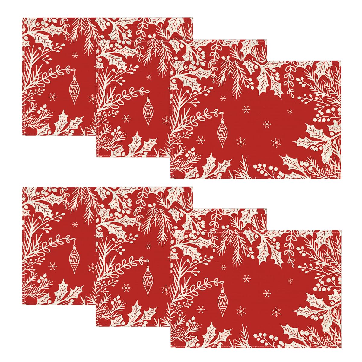Amazon.com: Artoid Mode Holly Pine Branches Leaves Christmas Placemats ...