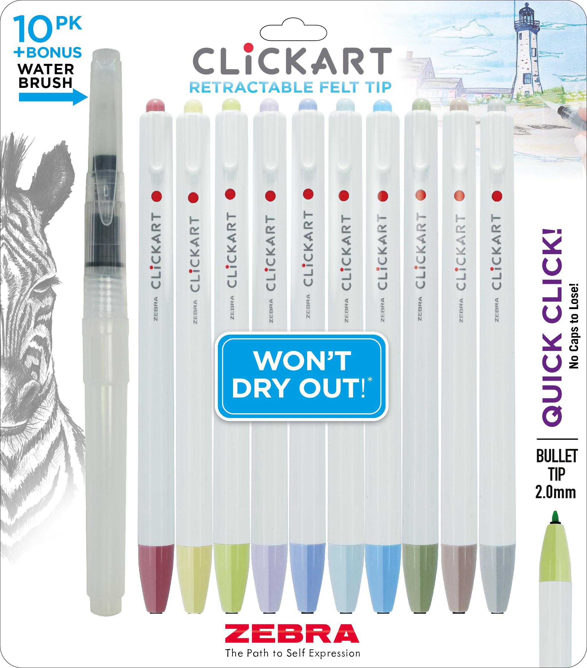 Snapklik.com : Zebra Pen CLiCKART Retractable Felt Tip Pen, Assorted ...