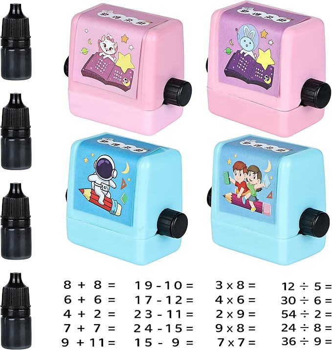 Amazon.com : Digital Math Teaching Roller Stamp: 4 Pack Reusable Math ...