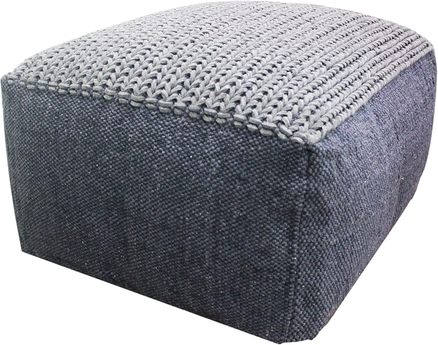 Eckiger Strick Pouf Puff 60cm extra Hochwertig inklusive Füllung ...