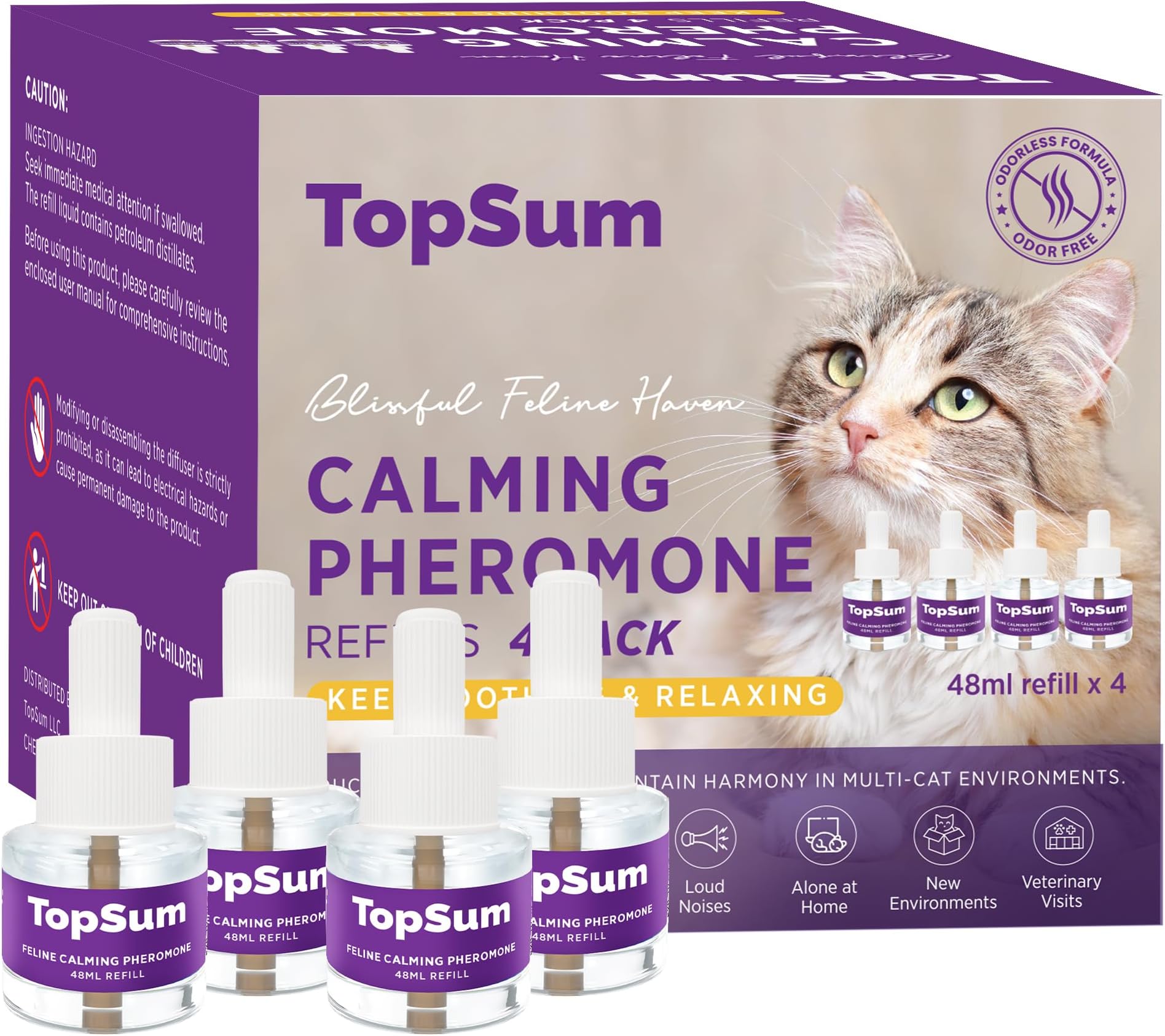Amazon.com : TopSum Cat Calming Diffuser Refills: 4 Pack Cat Pheromones ...