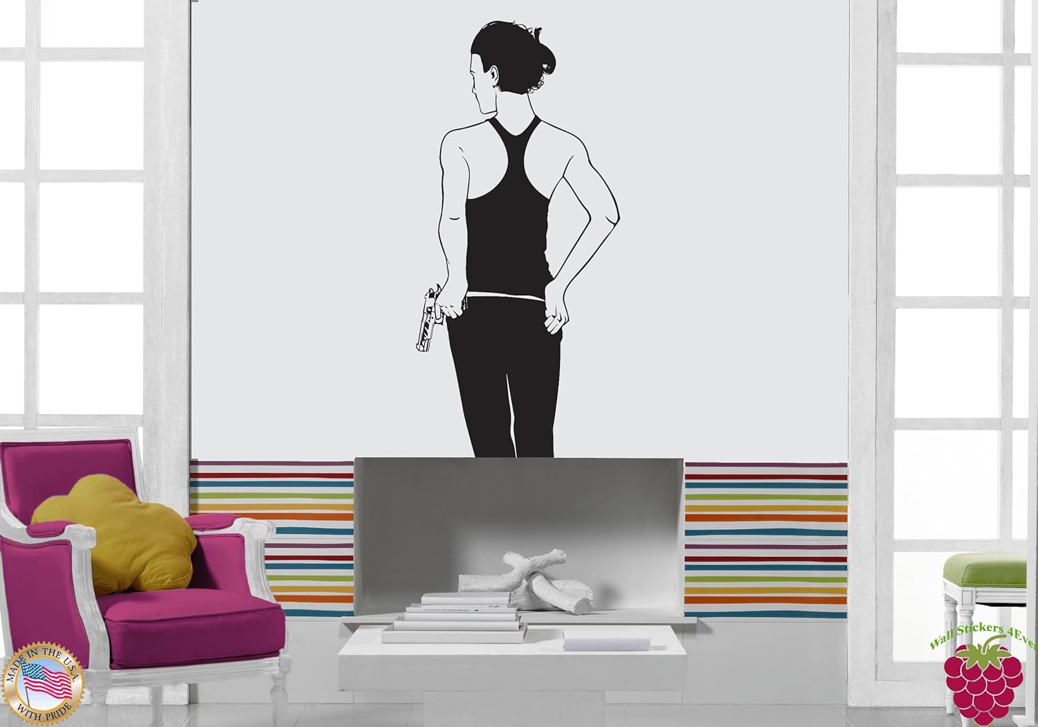 Amazon.com: Wall Stickers Vinyl Decal Hitman Girl with Gun z1029 ...