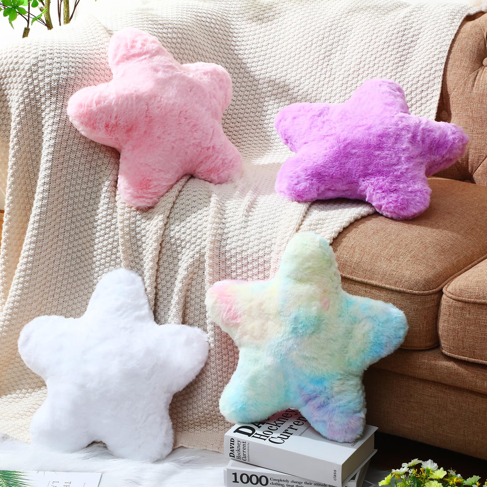 4 Pieces 15" x 15" Star Shaped Pillow, Cute Star Throw Pillows, Fluffy ...
