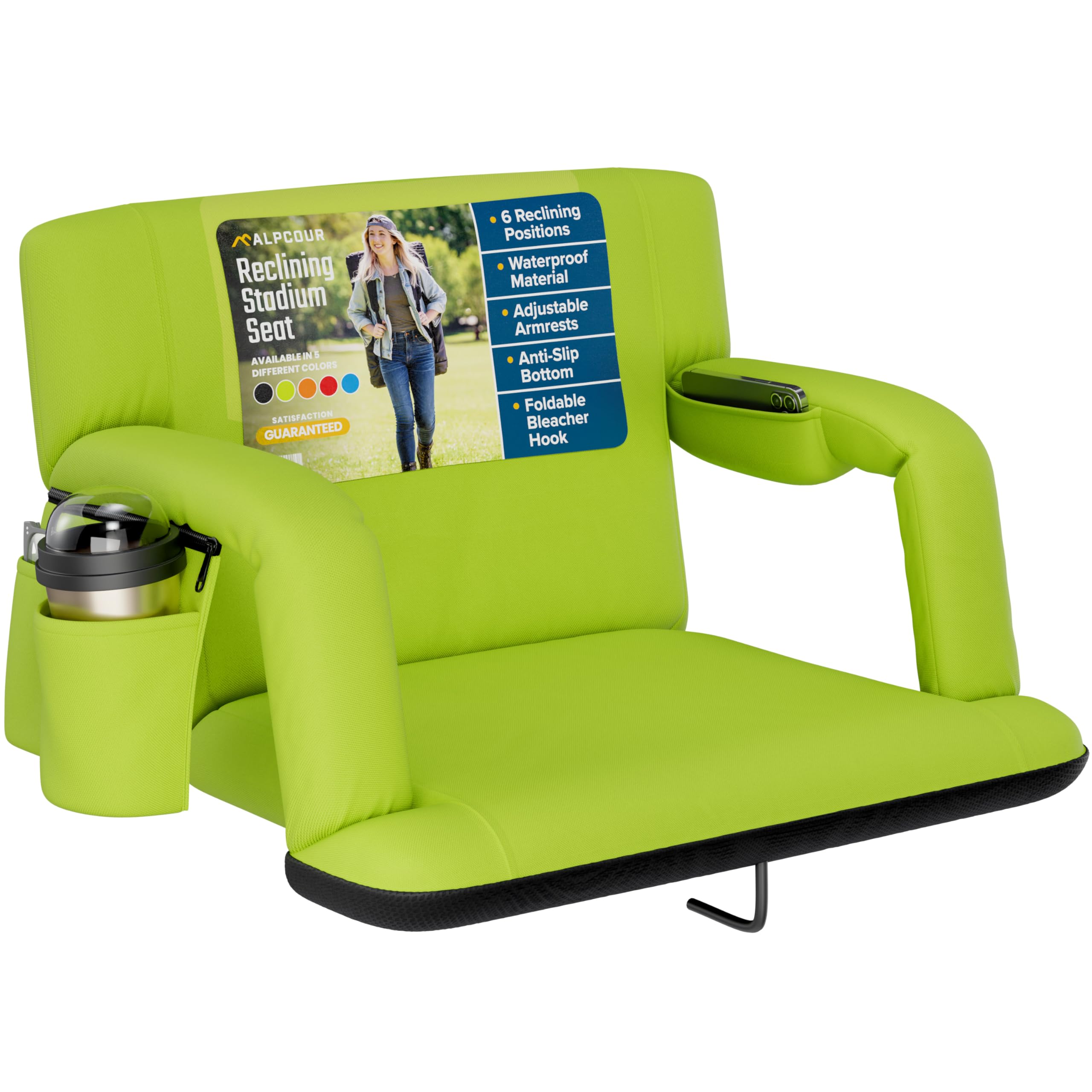 Amazon.com: Alpcour Reclining Stadium Seat – Wide Bleacher Chair with ...