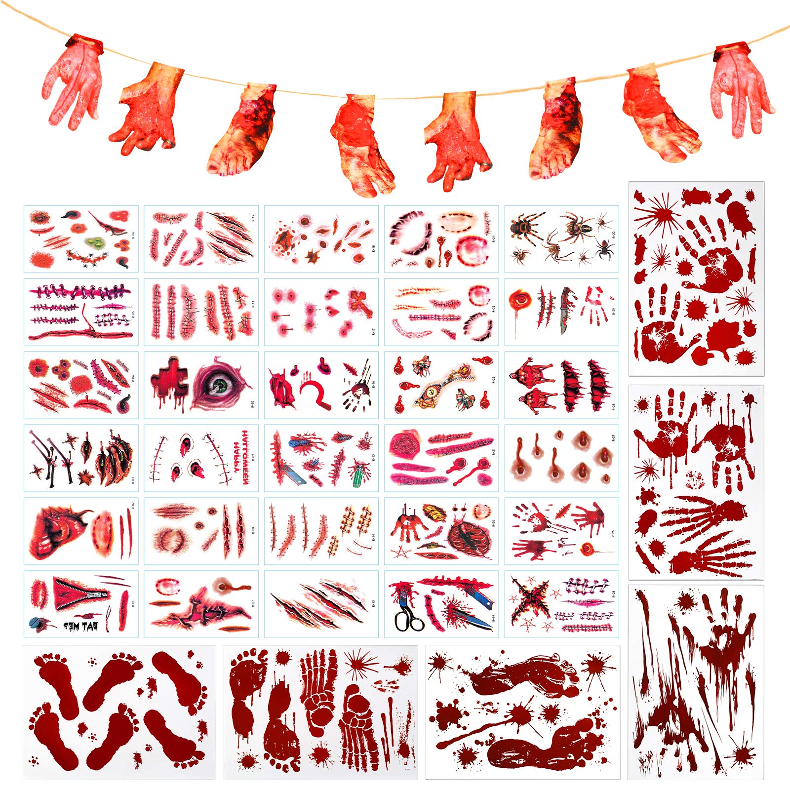 Katoom 2pcs Halloween Bloody Banners Scary Severed Hand And Feet ...