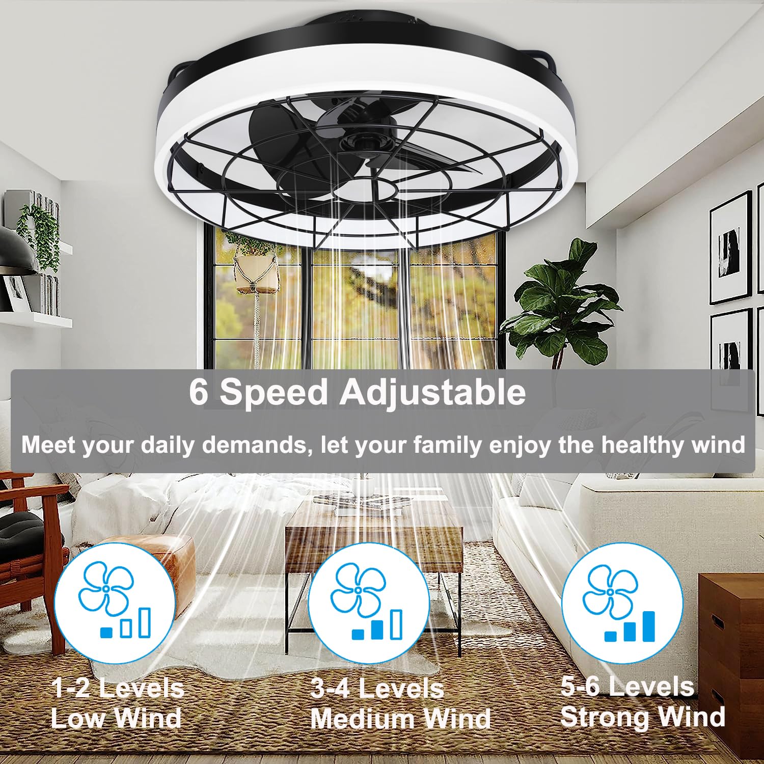 Vinaco Powerful Ceiling Fan with Lights and Remote Control & APP, 20in ...