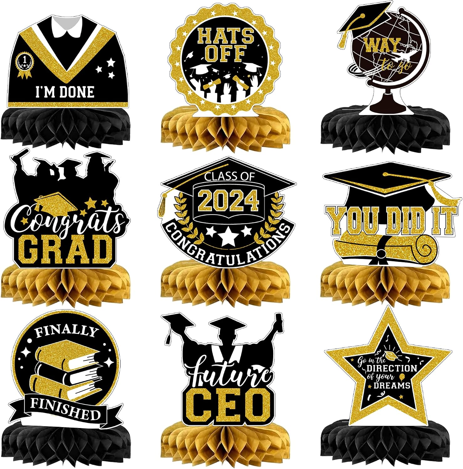 Amazon.com: 9 PCS Graduation Centerpieces 2024,Graduation Party ...