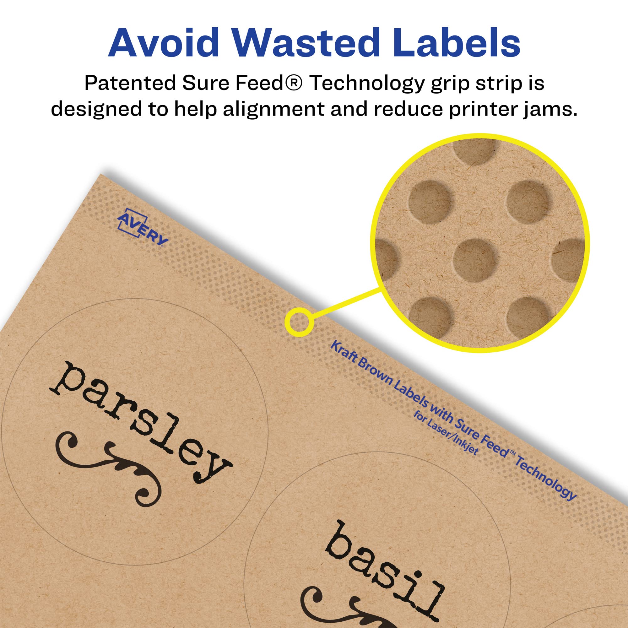 Snapklik.com : Kraft Brown Round Labels, Sure Feed Technology, 3 ...
