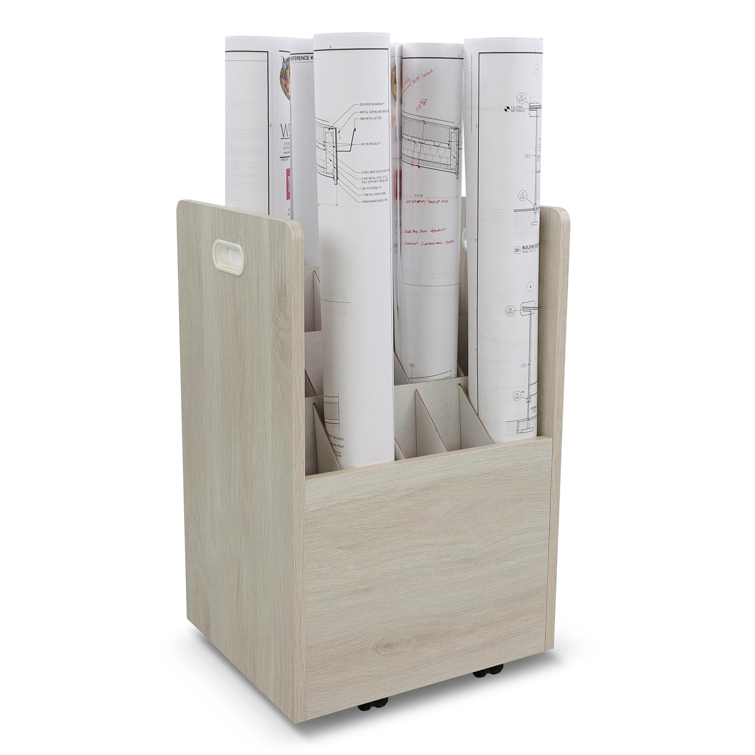 Bisupplyblueprint Holder Map Storage On Wheels 20 Slot White Rolled ...