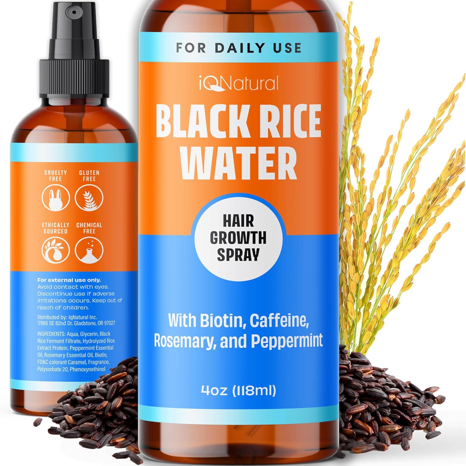 Amazon.com: IQ Natural Rice Water for Hair Growth Spray, Rosemary Water ...