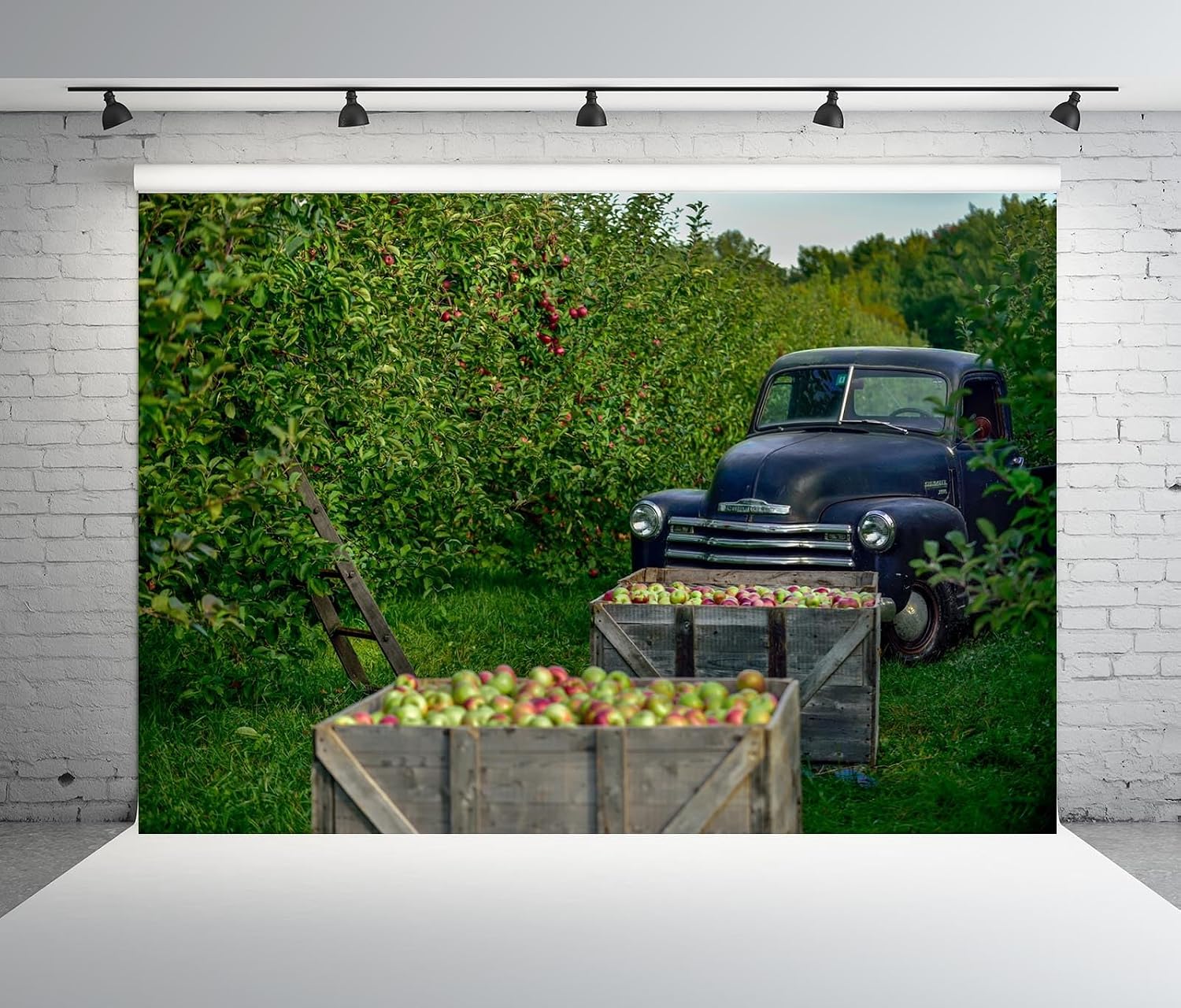 Amazon.com : BELECO 7x5ft Fabric Green Apple Orchard Backdrop Apple ...