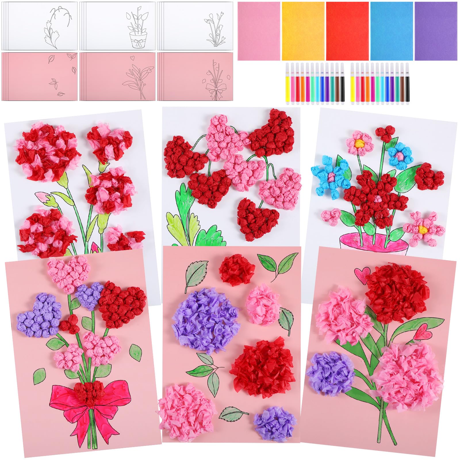 Amazon.com: Motipuns 24 Sets Valentine's Day Card Making Kits for Kids ...