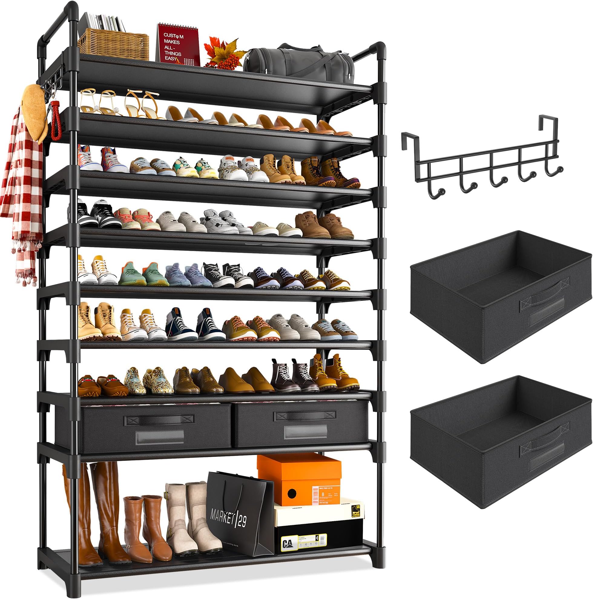 Amazon.com: MBOSS 9 Tiers Tall Narrow Shoe Rack for Entryway, 18-20 ...
