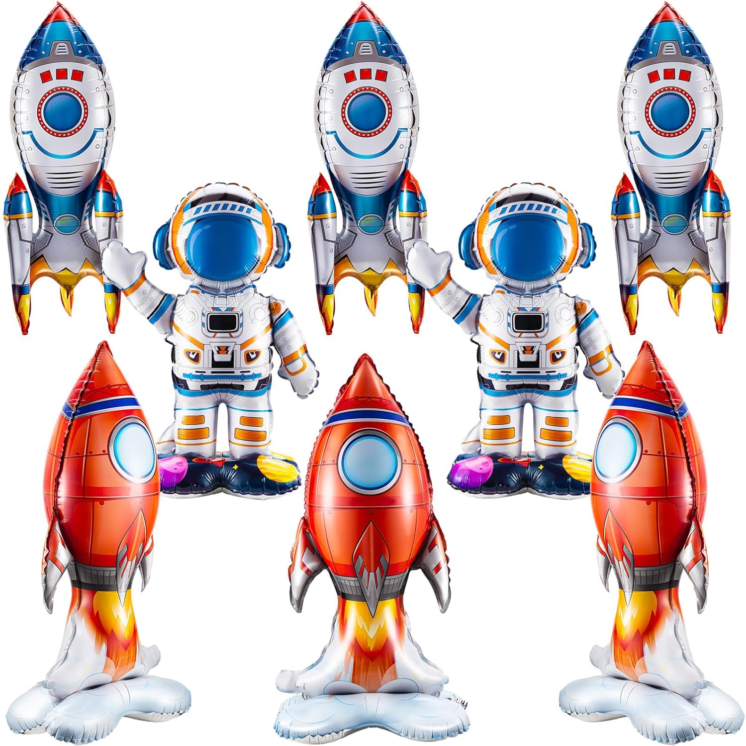Amazon.com: RoundFunny 8 Pcs Outer Space Foil Balloons Rocket Balloons ...