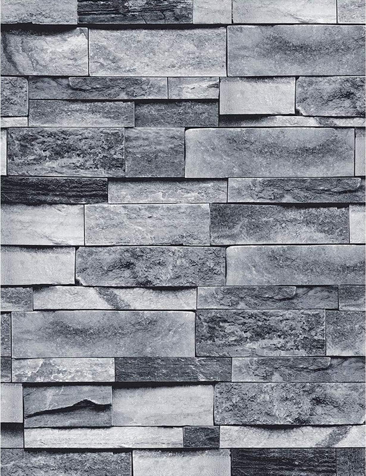Fine Decor FD31284 Rustic Brick Wallpaper, Silver/Black - Amazon.com