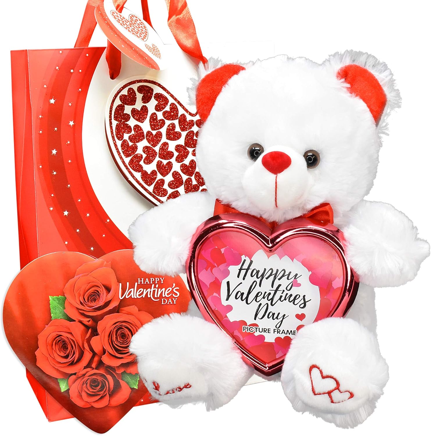 Amazon.com: Deluxe Happy valentines Basket, Valentines Gift with Plush ...