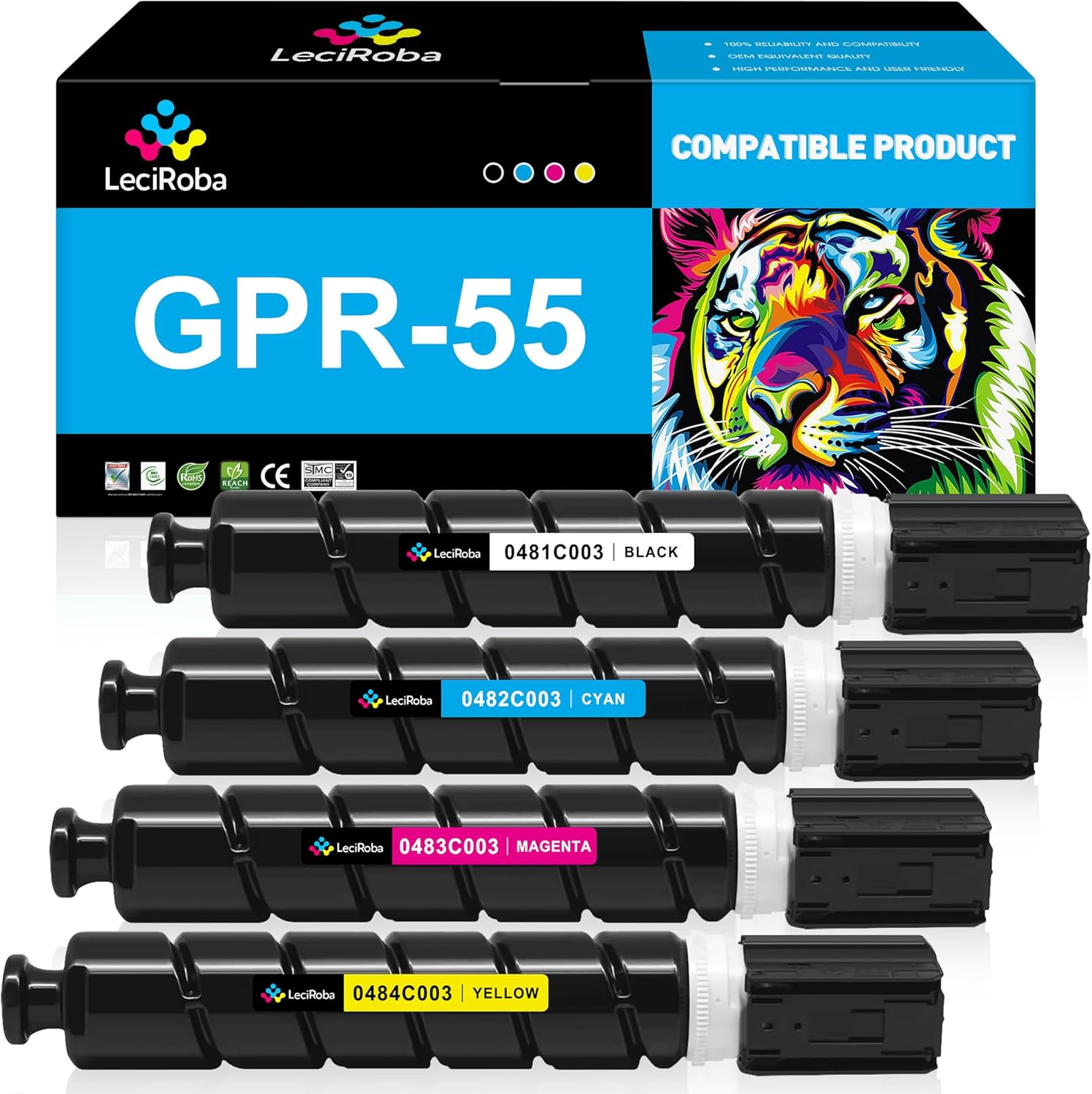 Amazon.com: LeciRoba GPR-55 Toner Cartridge for Canon GPR55 0481C003 0482C003 0483C003 0484C003 ...
