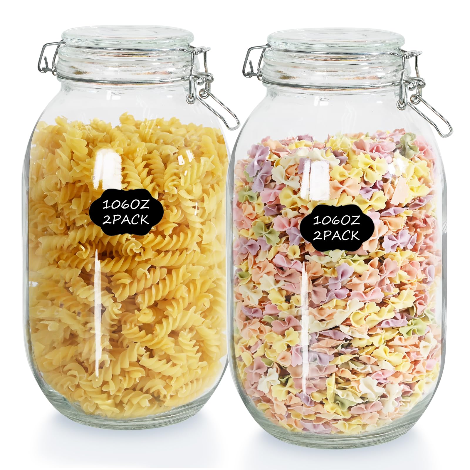 Amazon.com: Ollieroo 106oz Glass Jars with Airtight Lid, Large Mason ...