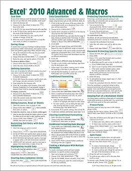 Microsoft Excel 2010 Advanced & Macros Quick Reference Guide (Cheat ...