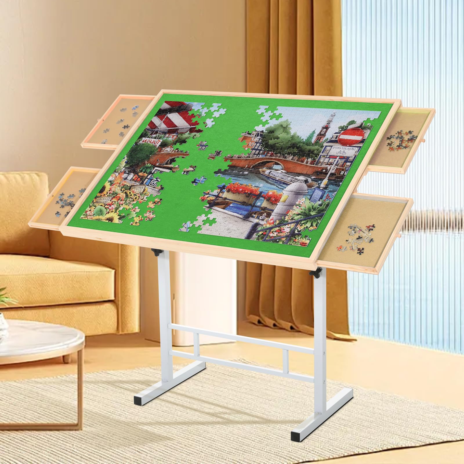 1500 Piece Puzzle Table with Drawers Adjustable Height & Angle Jigsaw ...