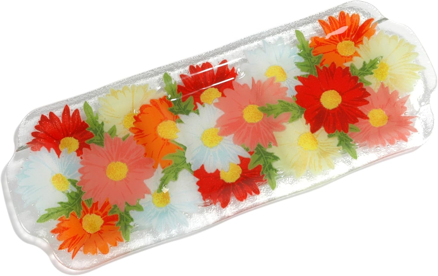 Amazon.com | Peggy Karr Glass 3-Sectioned Tray, Daisy Bouquet: Divided ...