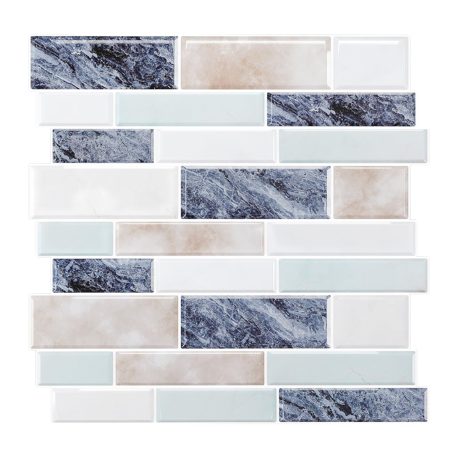 VEELIKE Blue Green Peel and Stick Backsplash Tile for Kitchen ...