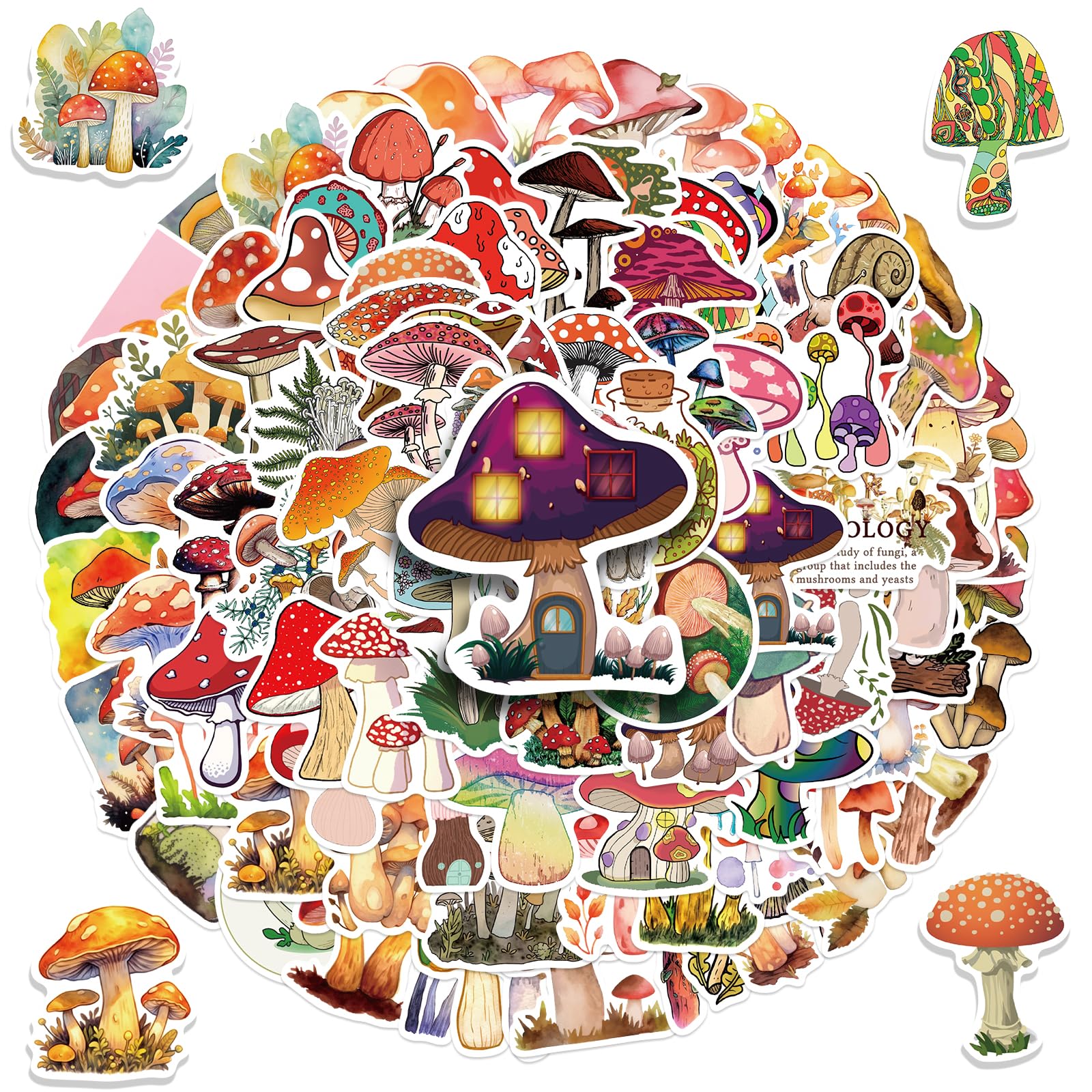 Amazon.com: 100Pcs Aesthetic Mushroom Stickers for Water Bottles, Cute ...