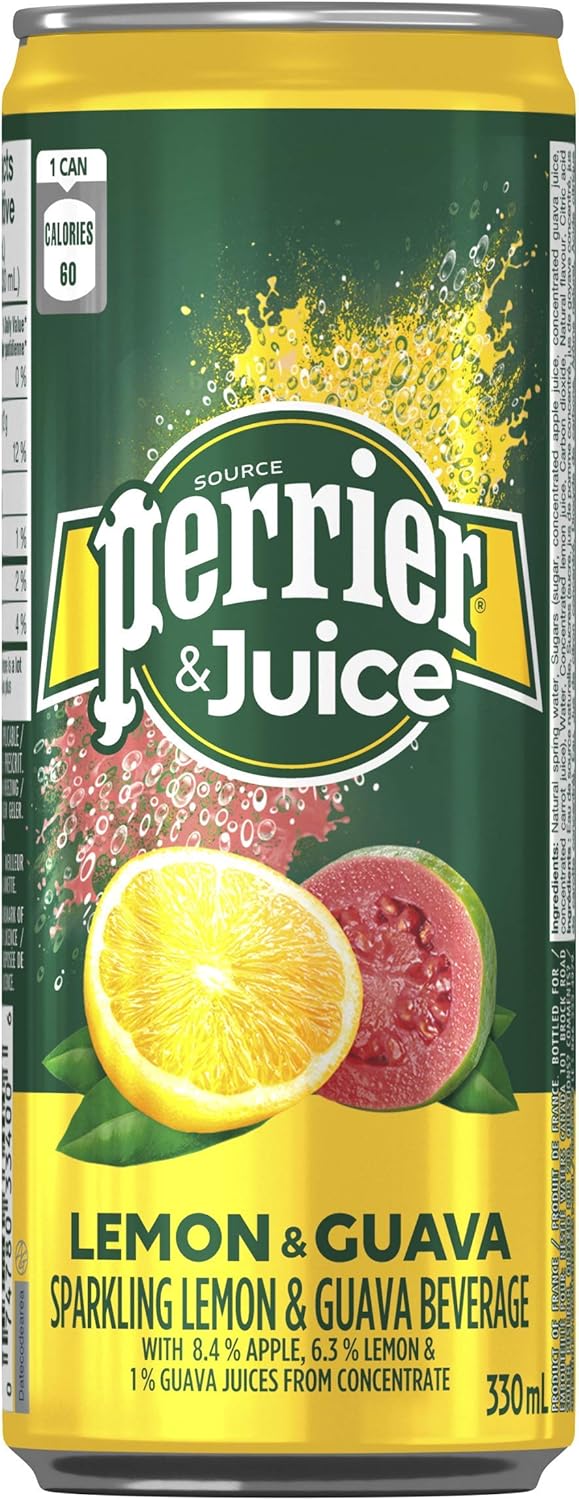 Perrier & Juice Sparkling Water Fruit Beverage, Lemon & Guava, 330mL ...
