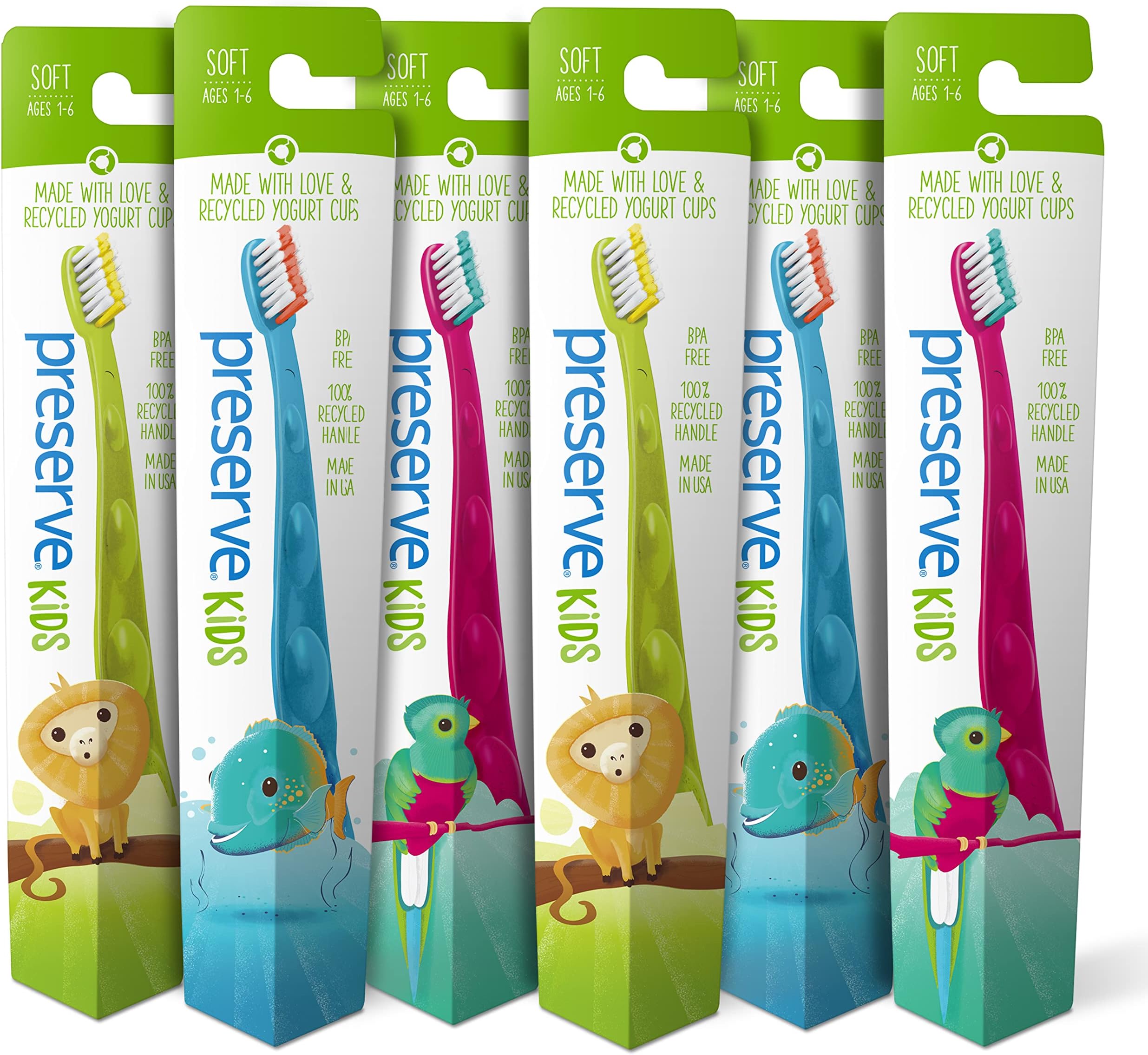 Amazon.com: Preserve Kids Toothbrush, Soft Bristles, (Pack of 6 ...