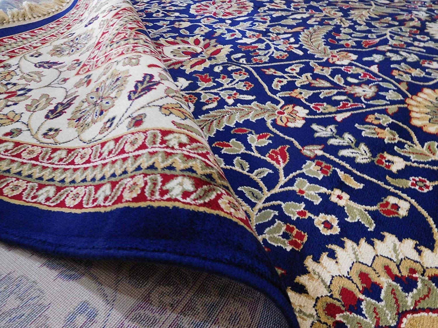 Buy Crown Carpet Traditional Carpet (Blue, Silk, 6 X 9 Feet) Online at ...
