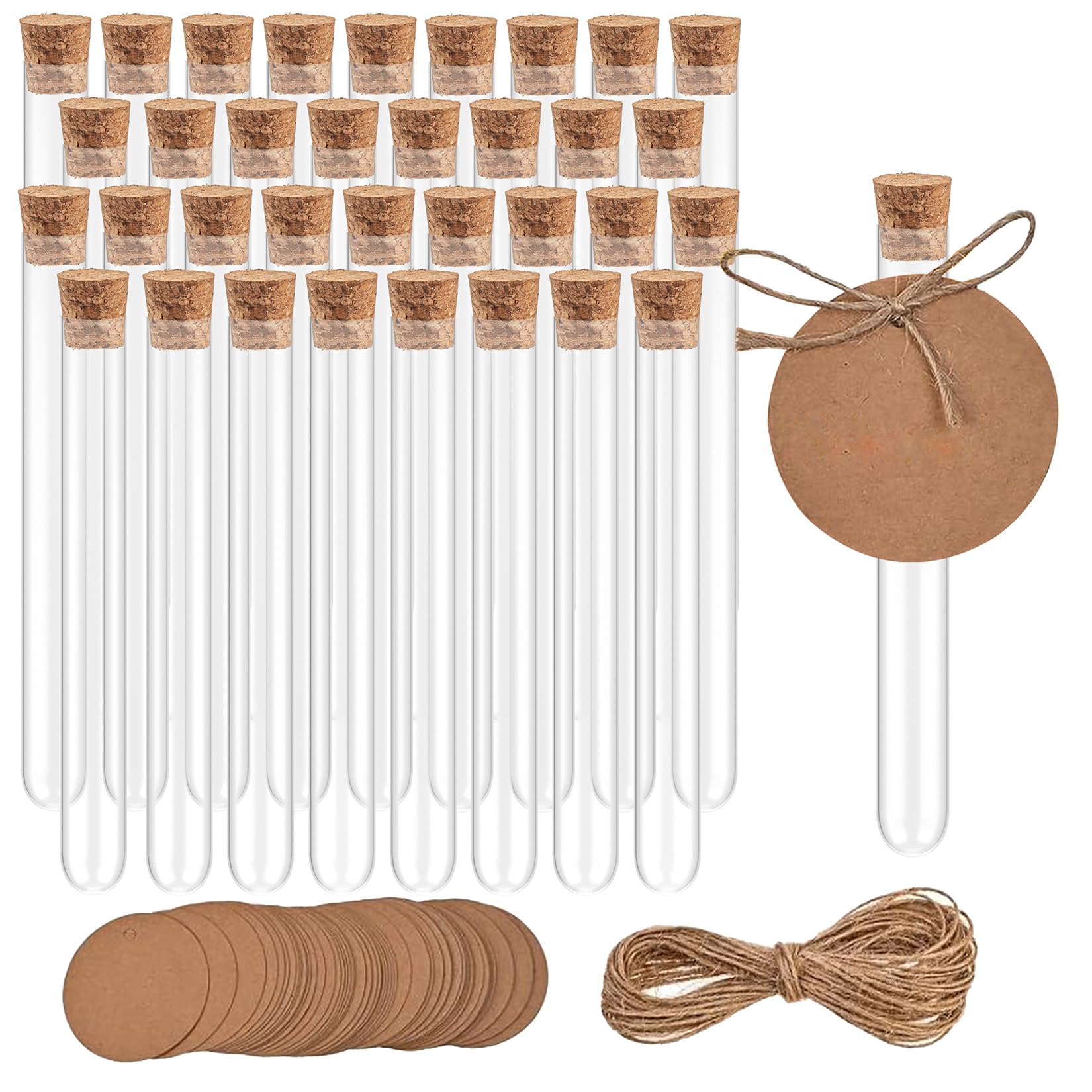 zrfgbxim 34 Pcs Clear Plastic Test Tubes with Corks, Reusable ...