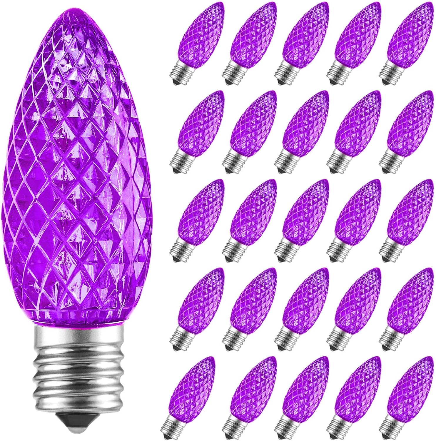 Minetom 25 Pack LED C9 Purple Replacement Halloween Light Bulbs ...
