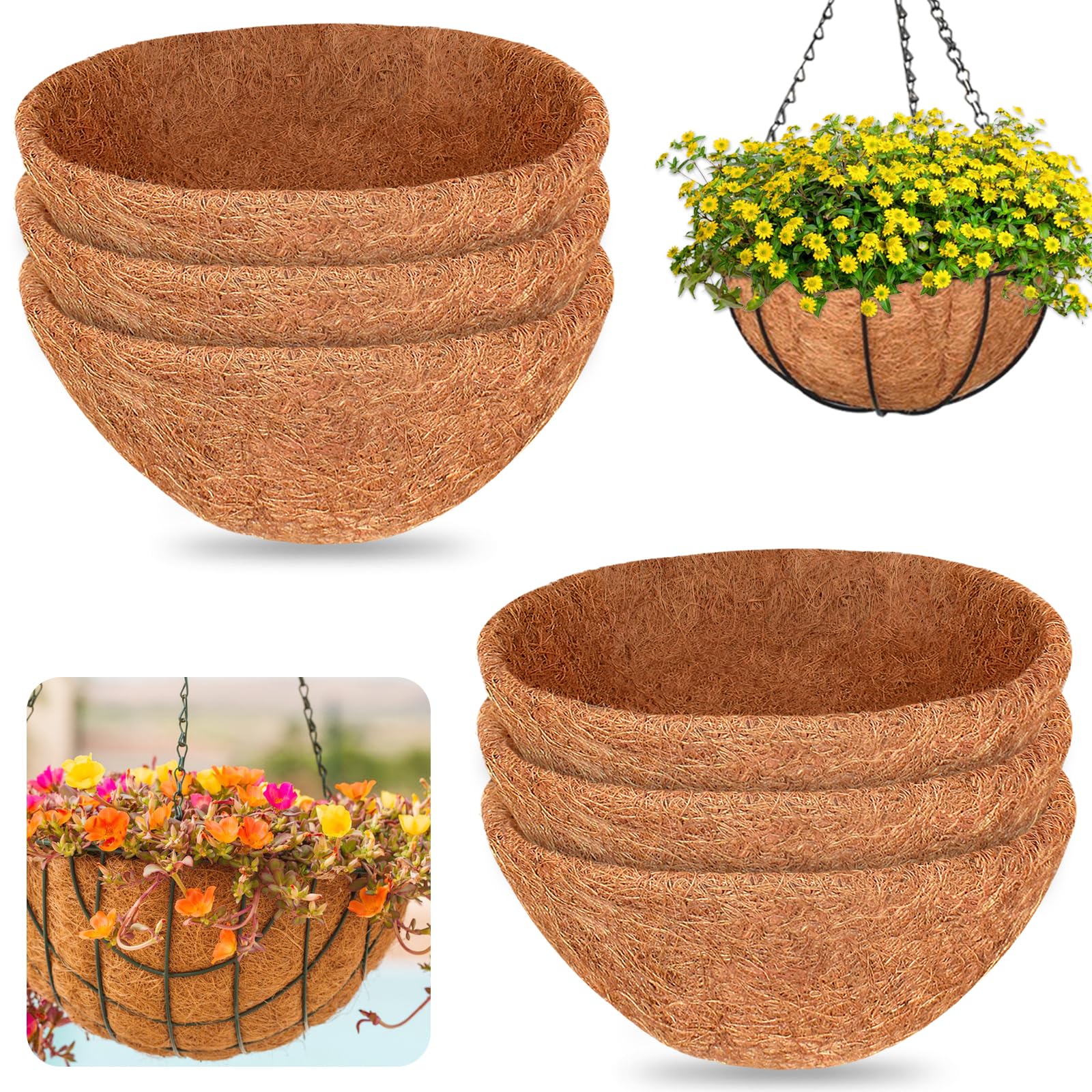 Snapklik.com : Halatool 6PCS 14 Inch Coco Liner Round Coir Hanging ...