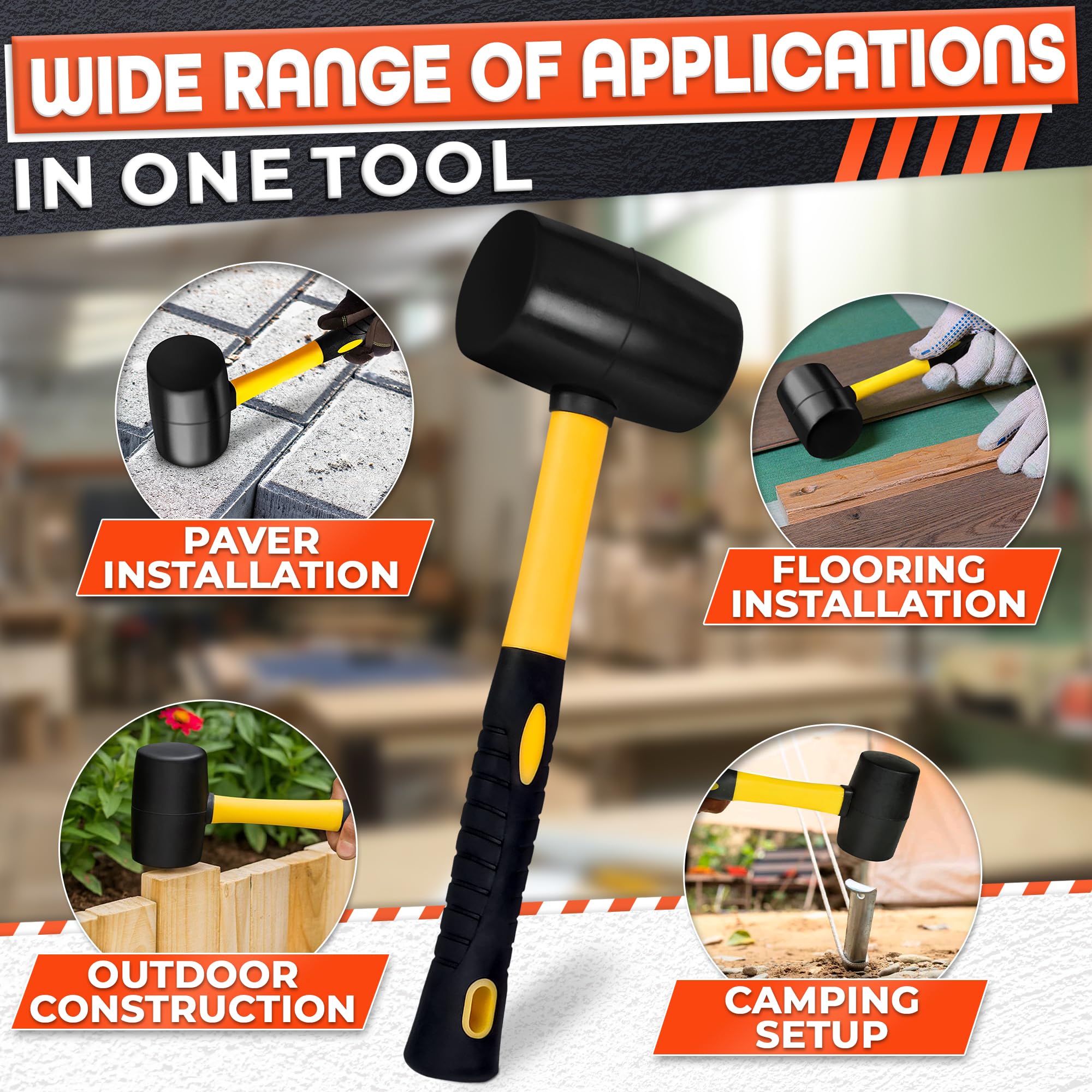 Snapklik.com : 24 Oz Rubber Mallet Hammer For Woodworking, Flooring ...