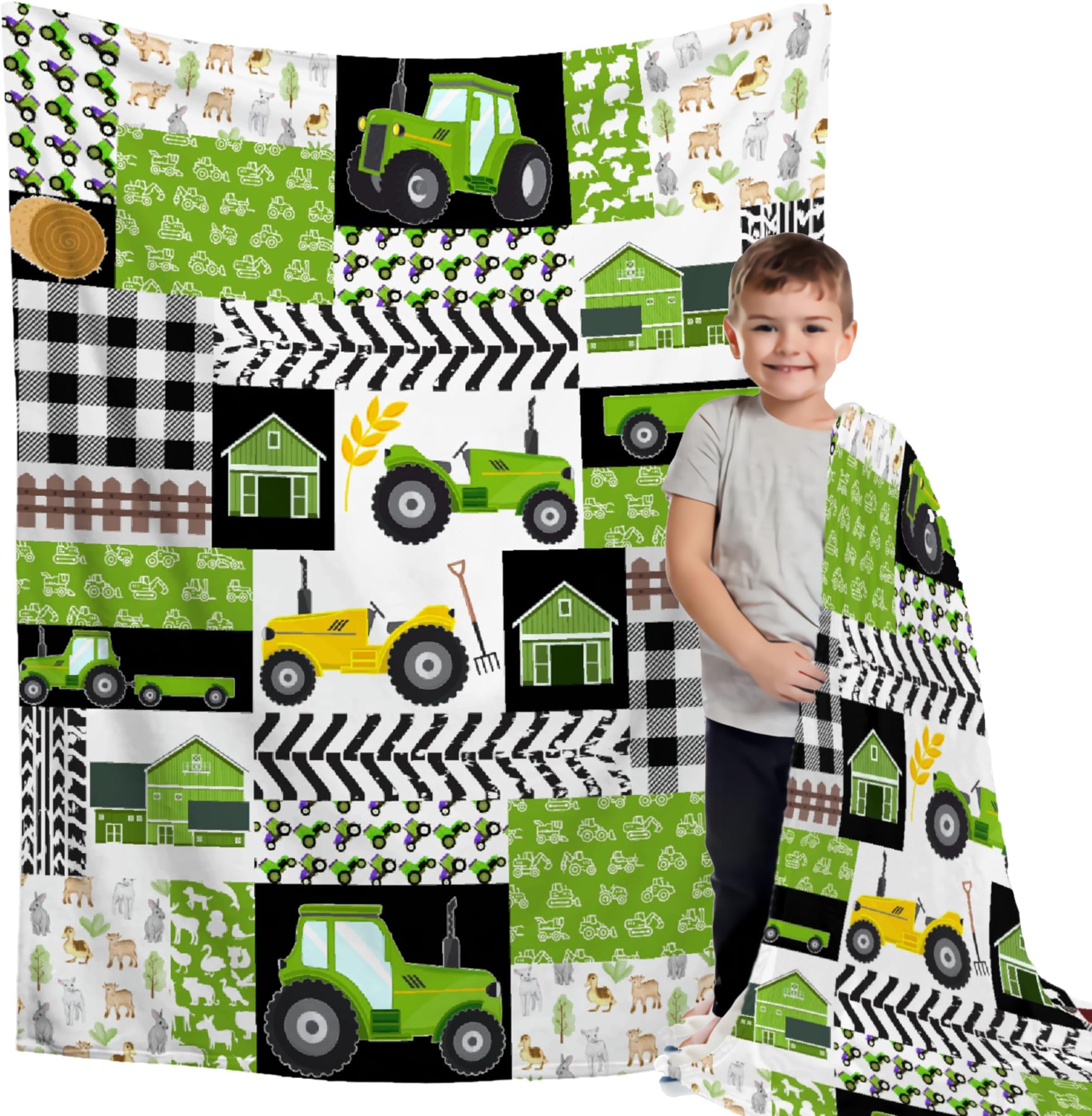 Amazon.com: BUYYET Tractor Farm Fleece Flannel Blanket Receiving ...