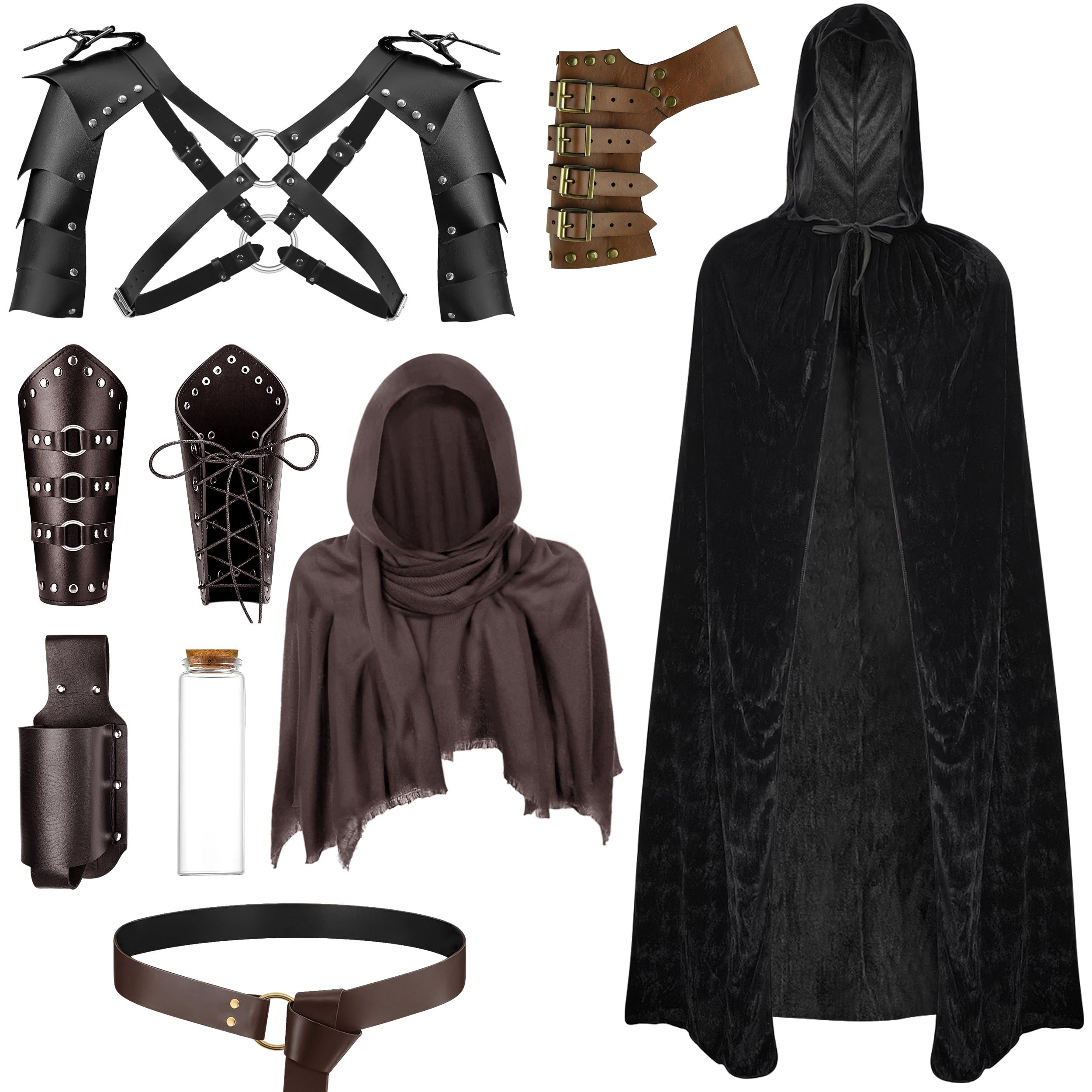 Snapklik.com : 9Pcs Medieval Knight Costume, Men Renaissance Viking ...