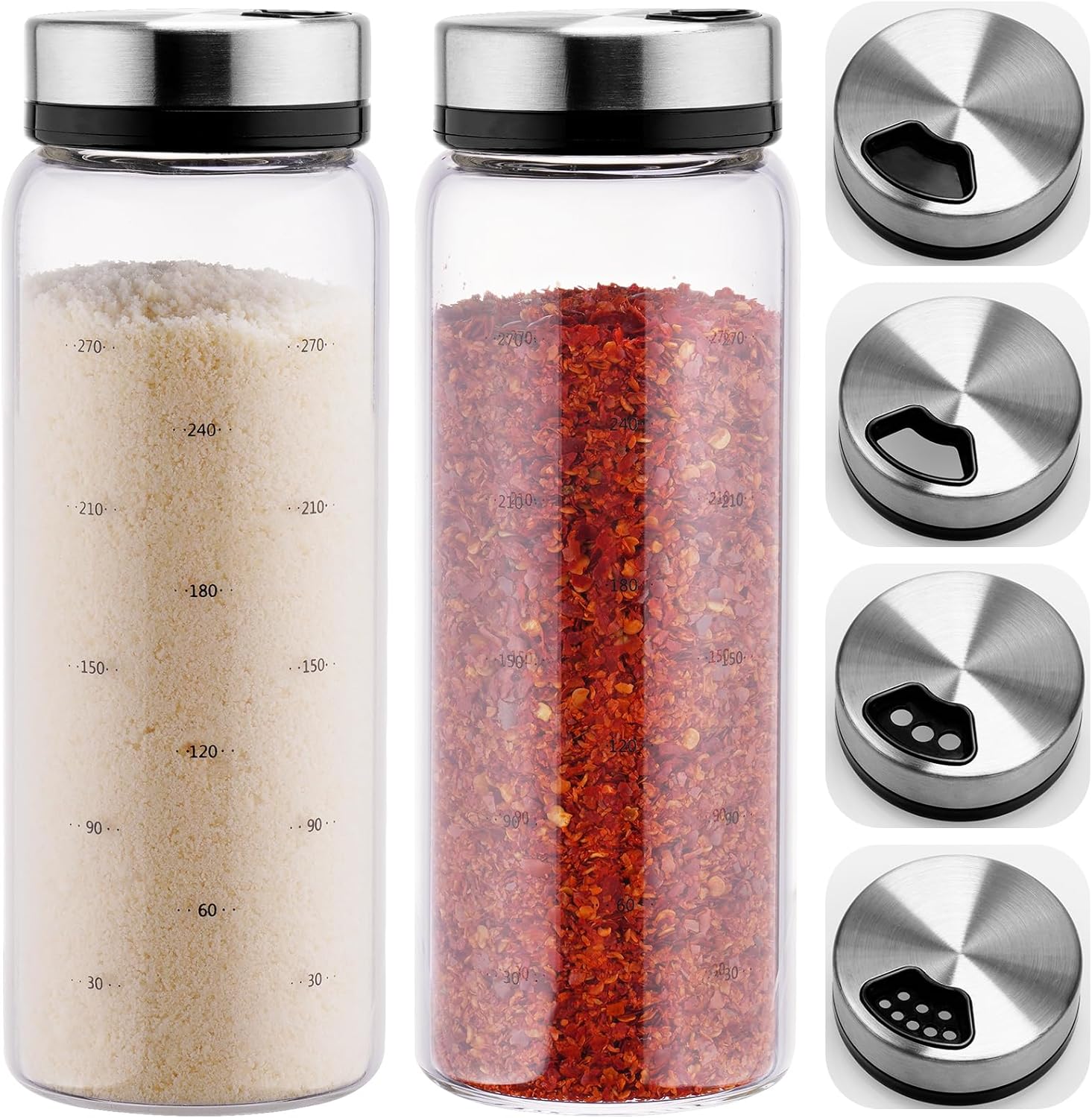 Amazon.com: NiHome 2-Pack Spice Shakers with Adjustable Stainless-Steel ...