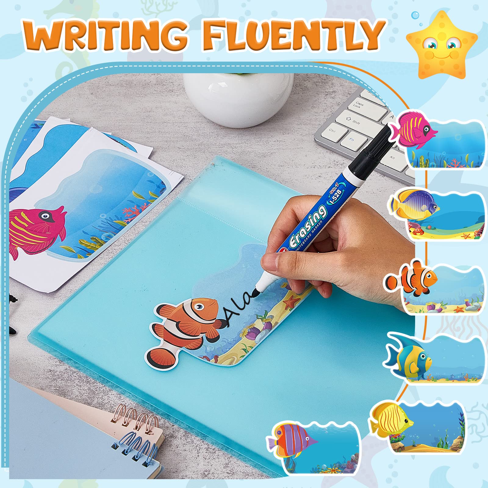 Snapklik.com : Henoyso 108 Pcs Ocean Themed Desk Name Tags For ...