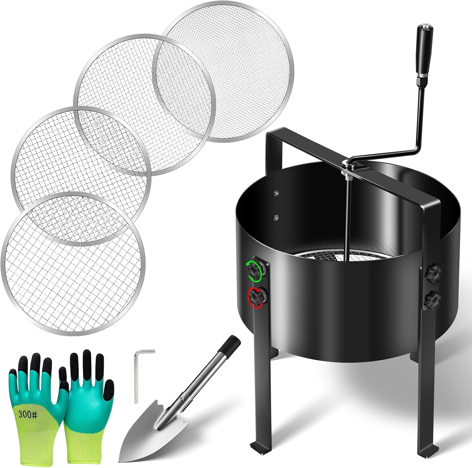 Amazon.com : Upgraded Rotary Soil Sifter, Dirt Sifter with 4 ...