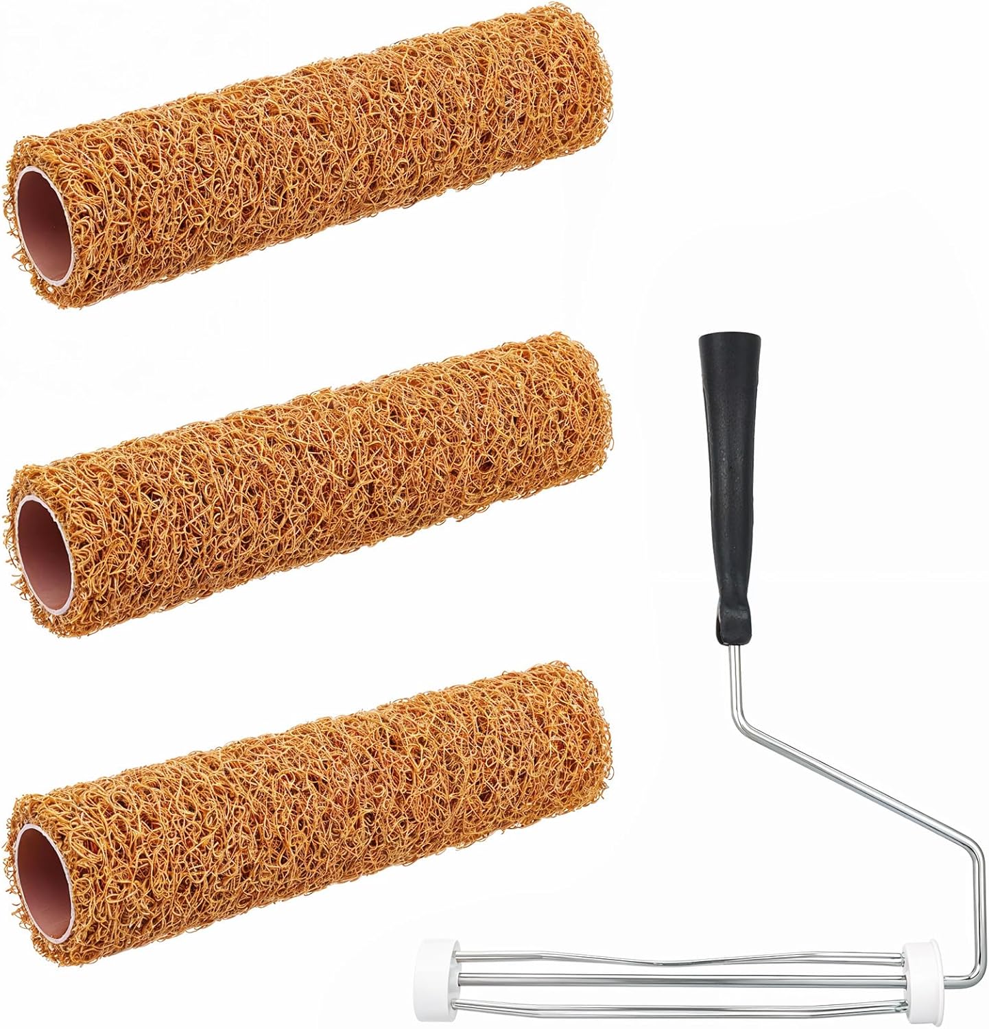 4 Pcs Textured Paint Roller Set, 9 inch Small Textured Roller Brown for ...