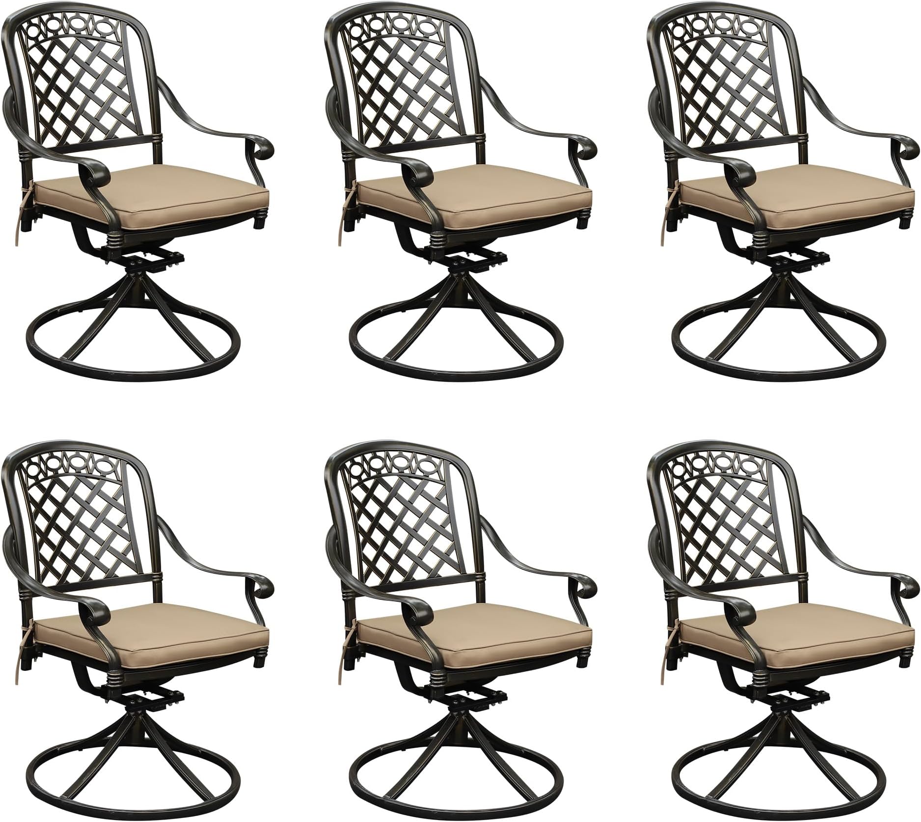 Amazon.com: Sumshadow 6 Piece Cast Aluminum Outdoor Swivel Dining ...