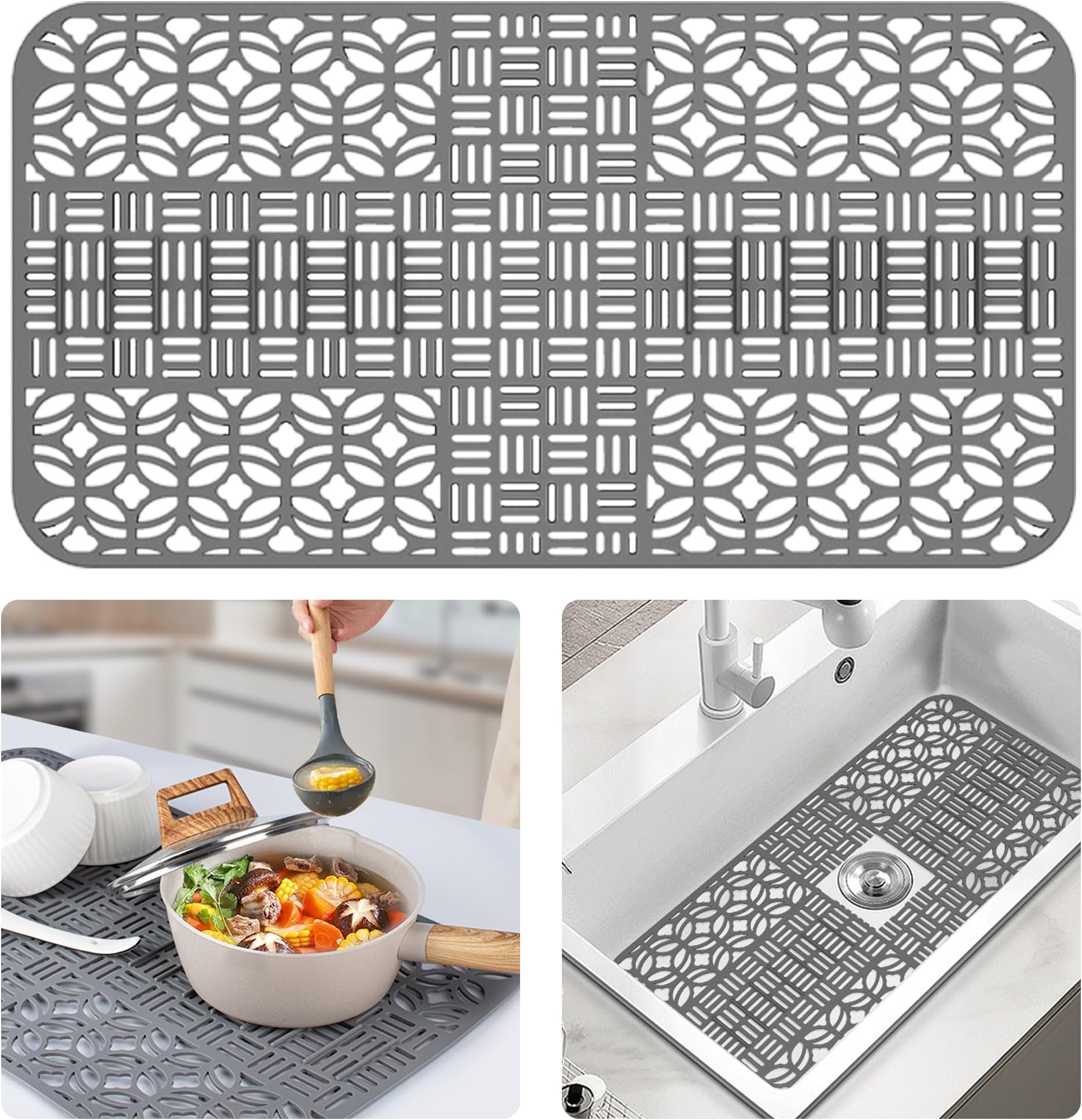 Sink Protectors For Kitchen Sink, 24.6''x 12.9'' Silicone Sink Mat ...